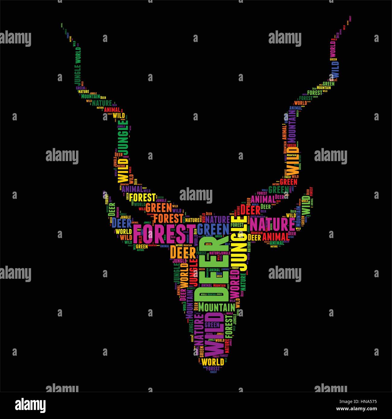 Deer Typography word cloud colorful Vector illustration Stock Vector ...