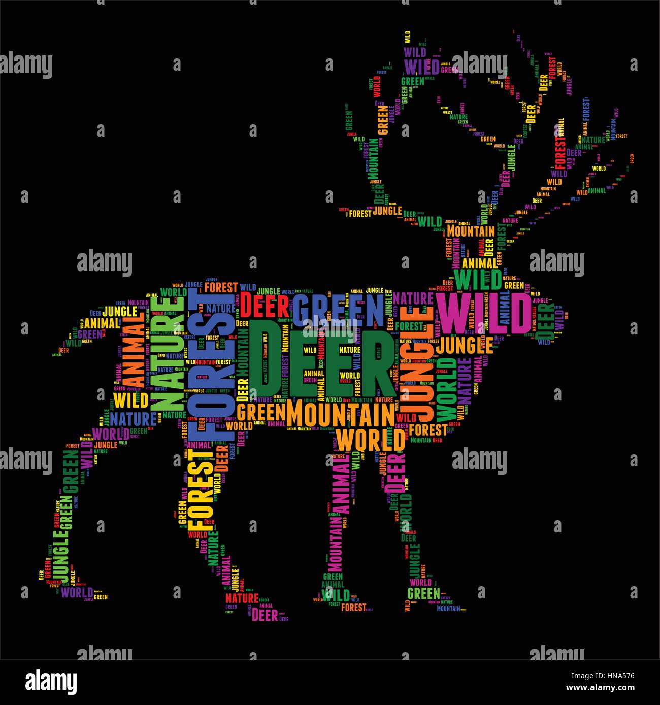 Deer Typography word cloud colorful Vector illustration Stock Vector ...