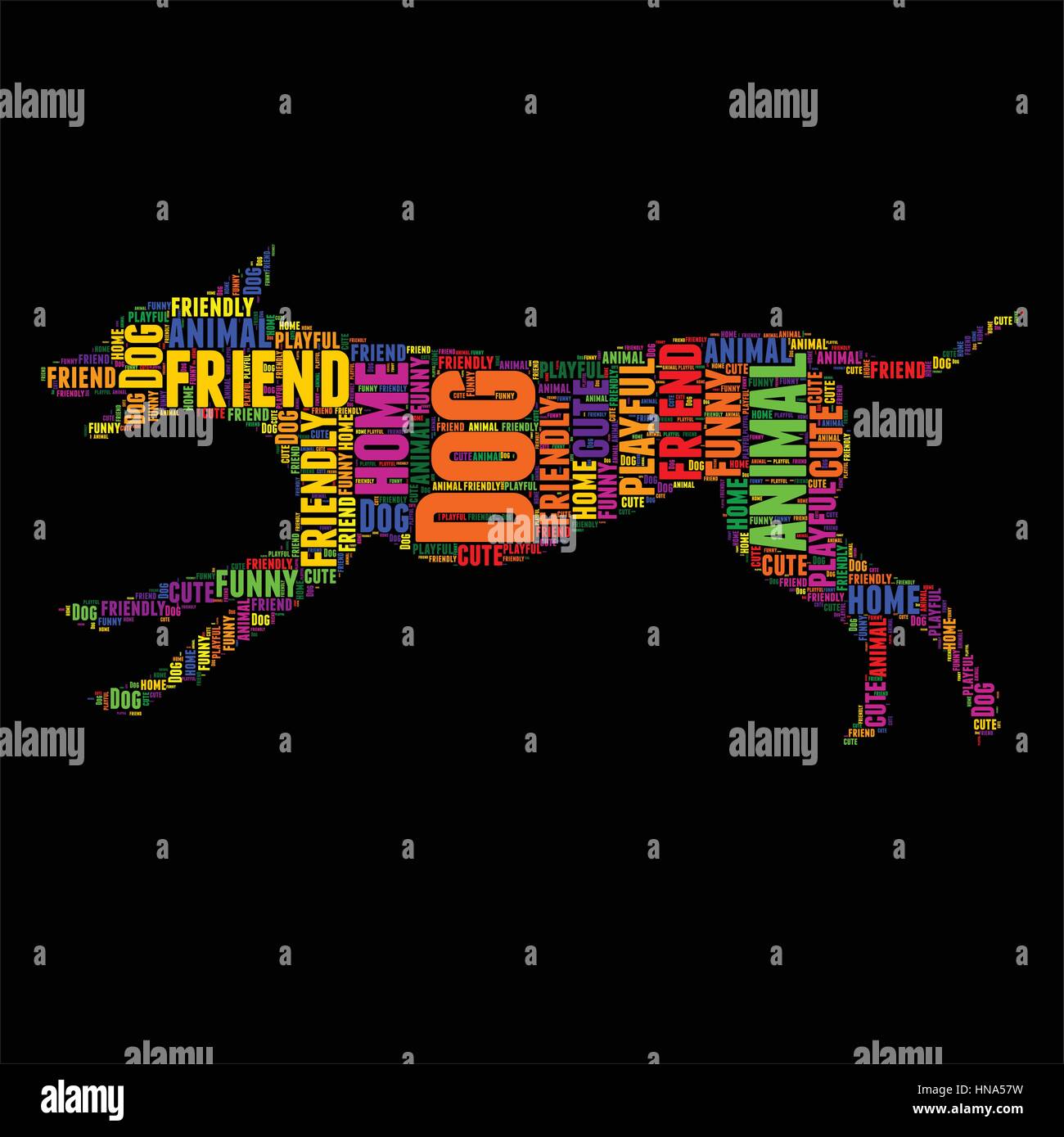 Dog Typography word cloud colorful Vector illustration Stock Vector ...