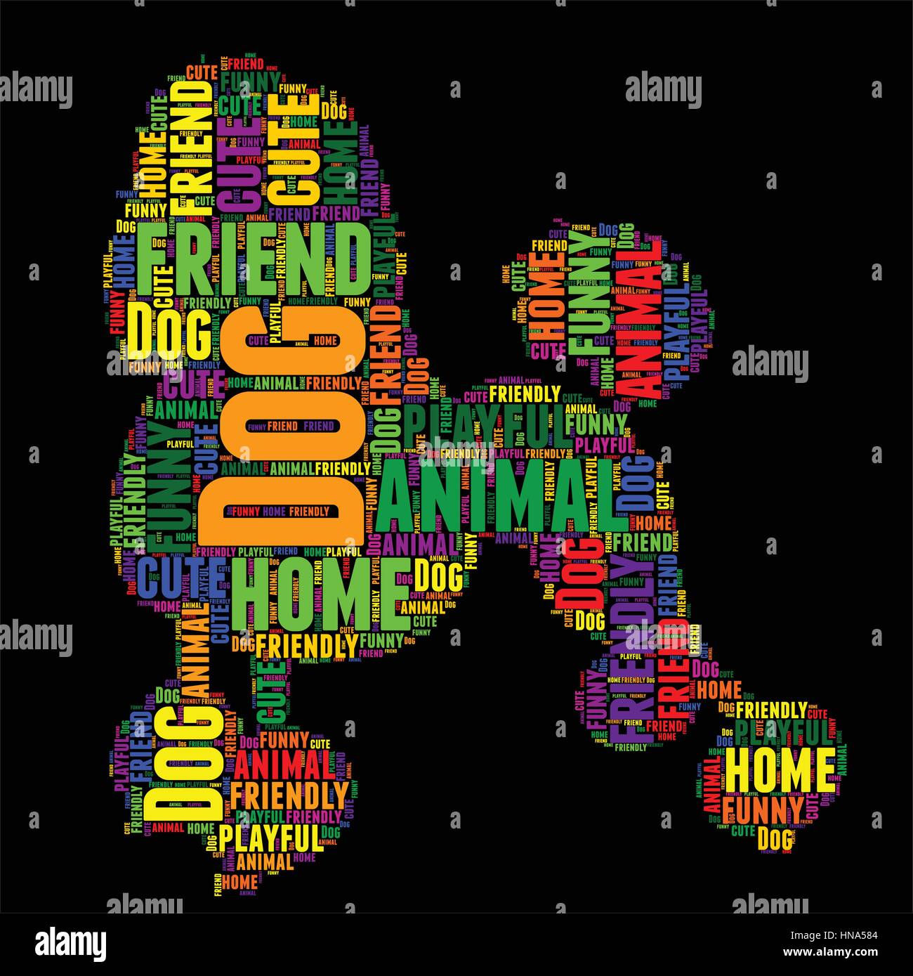 Dog Typography word cloud colorful Vector illustration Stock Vector ...