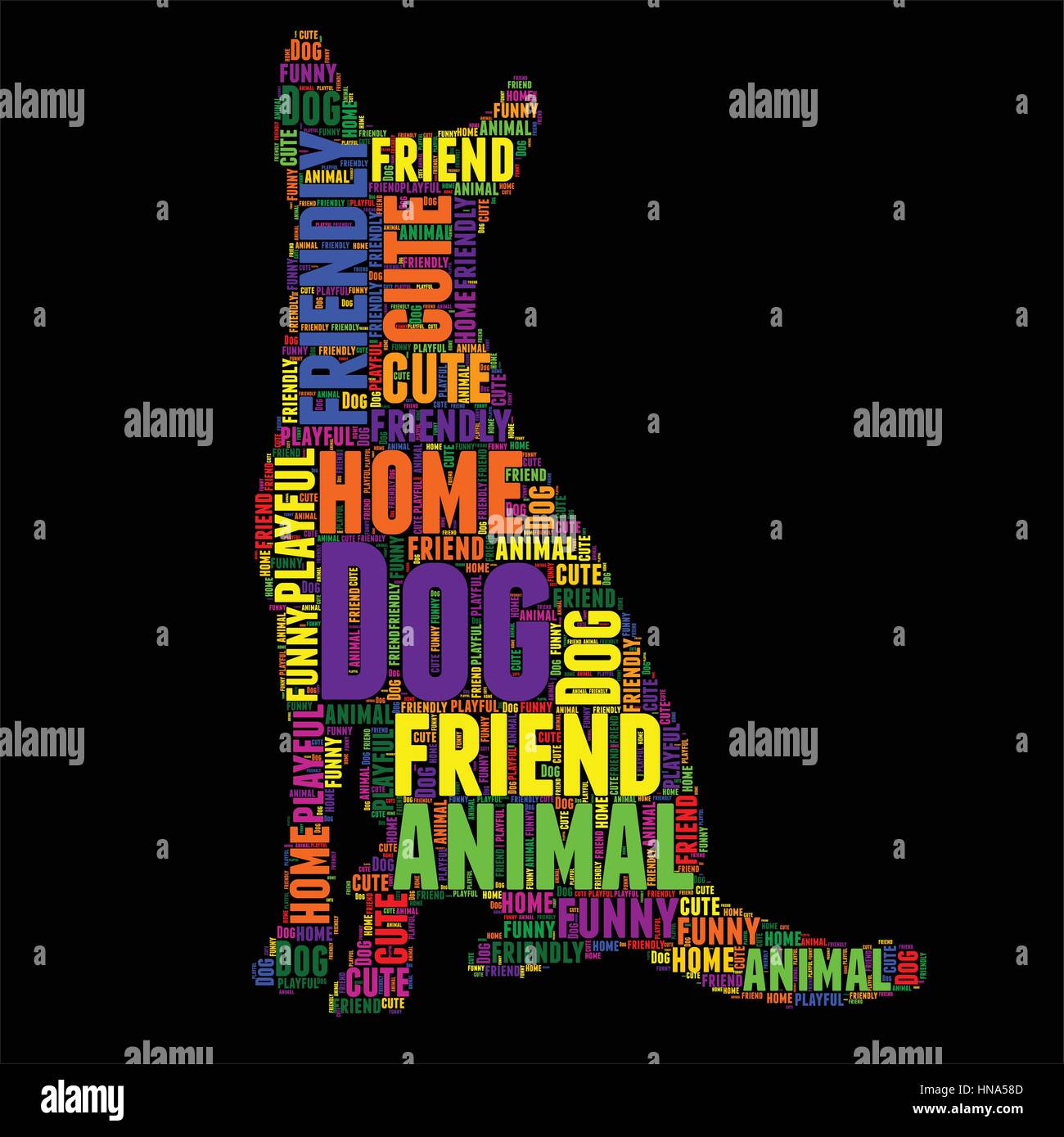 Dog Typography word cloud colorful Vector illustration Stock Vector ...