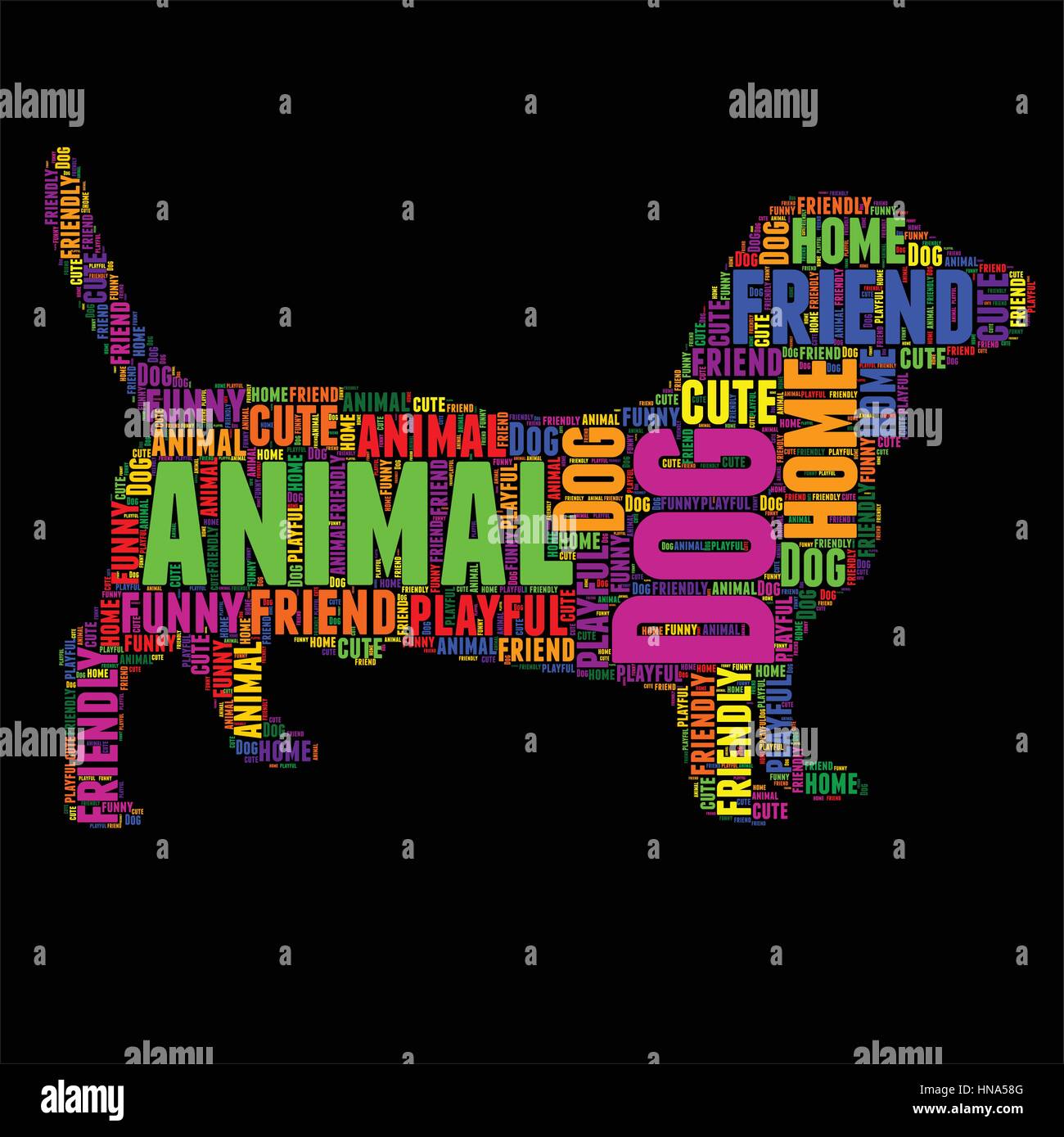 Dog Typography word cloud colorful Vector illustration Stock Vector ...