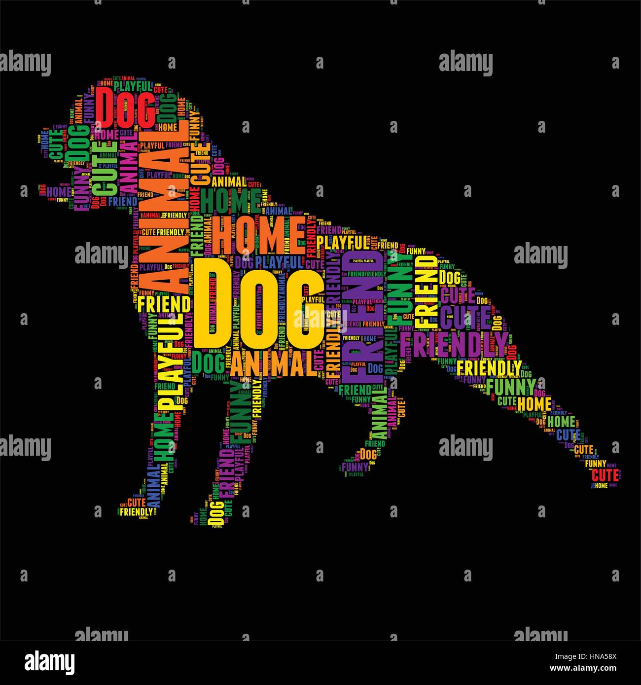 Dog Typography word cloud colorful Vector illustration Stock Vector ...