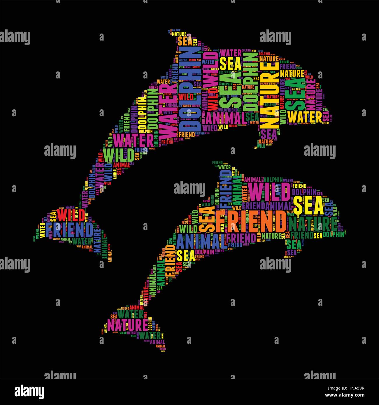 dolphin Typography word cloud colorful Vector illustration Stock Vector ...