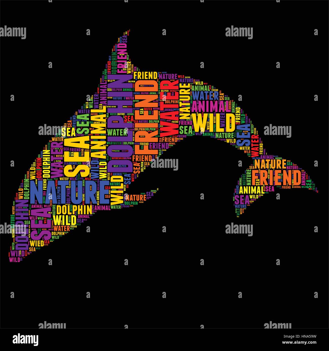 dolphin Typography word cloud colorful Vector illustration Stock Vector ...