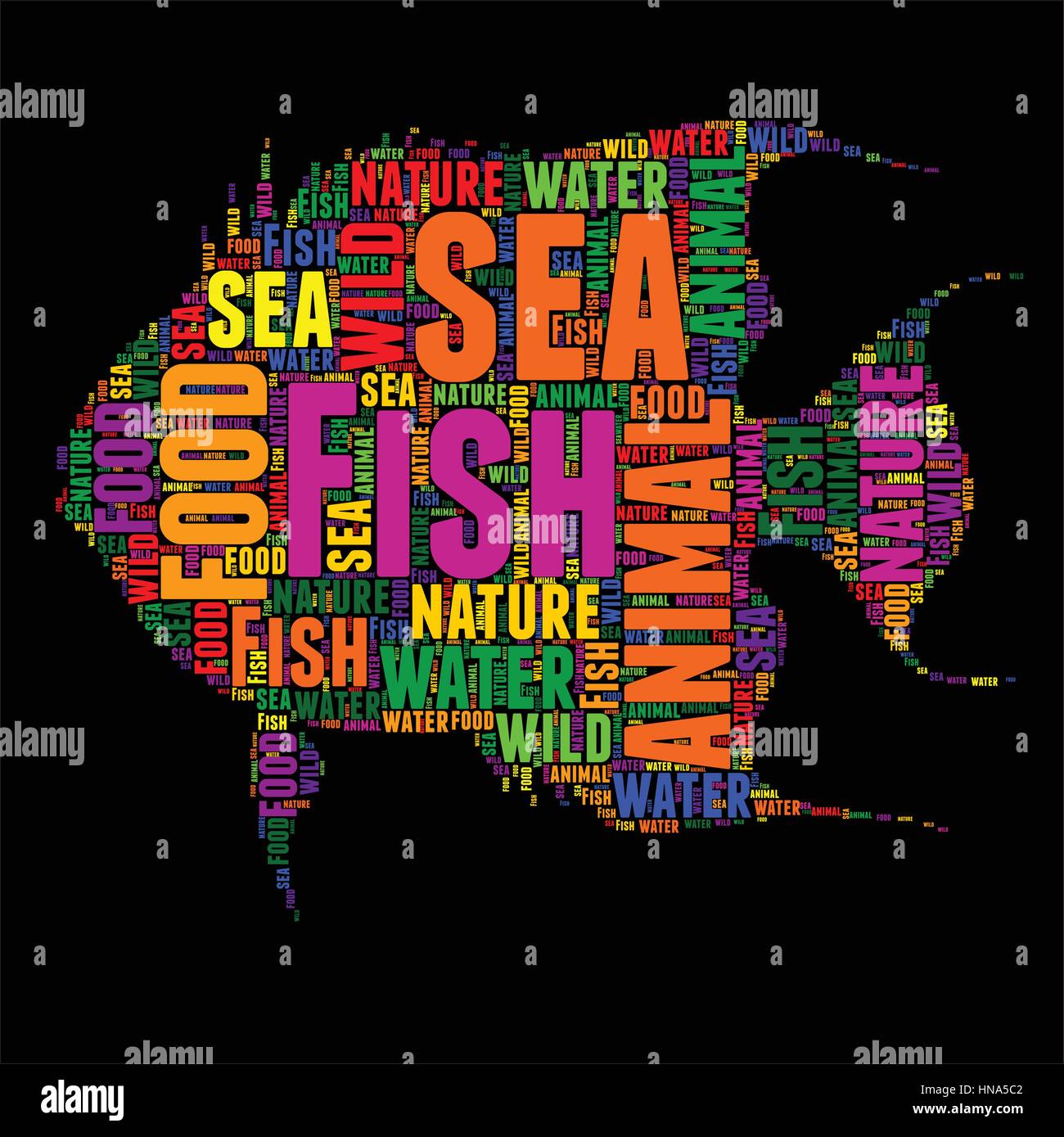 Fish Typography word cloud colorful Vector illustration Stock Vector ...