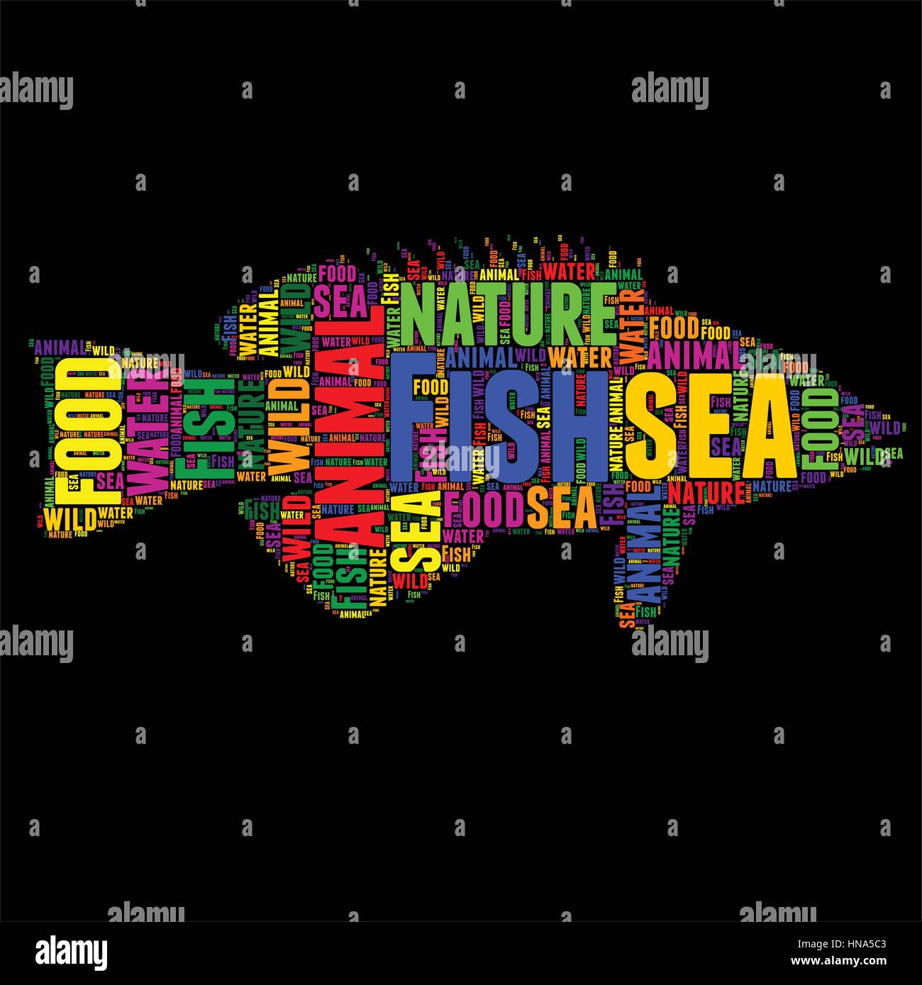 Fish Typography word cloud colorful Vector illustration Stock Vector ...