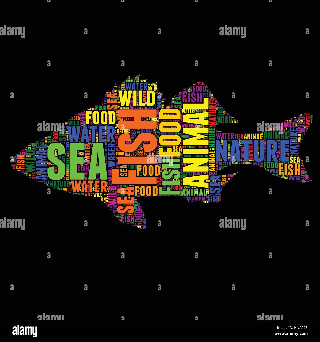 Fish Typography word cloud colorful Vector illustration Stock Vector ...