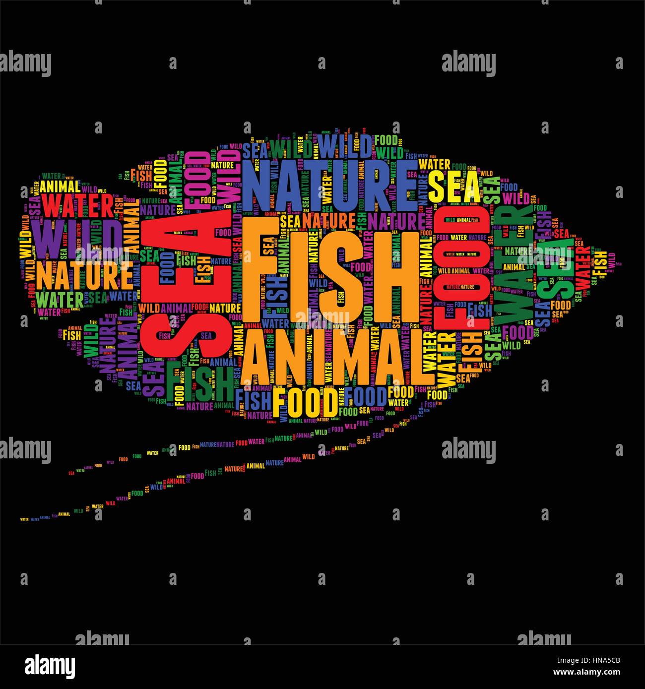 Fish Typography word cloud colorful Vector illustration Stock Vector ...