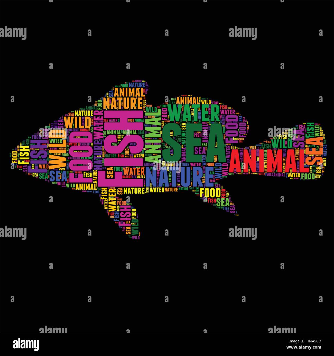 Fish Typography word cloud colorful Vector illustration Stock Vector ...