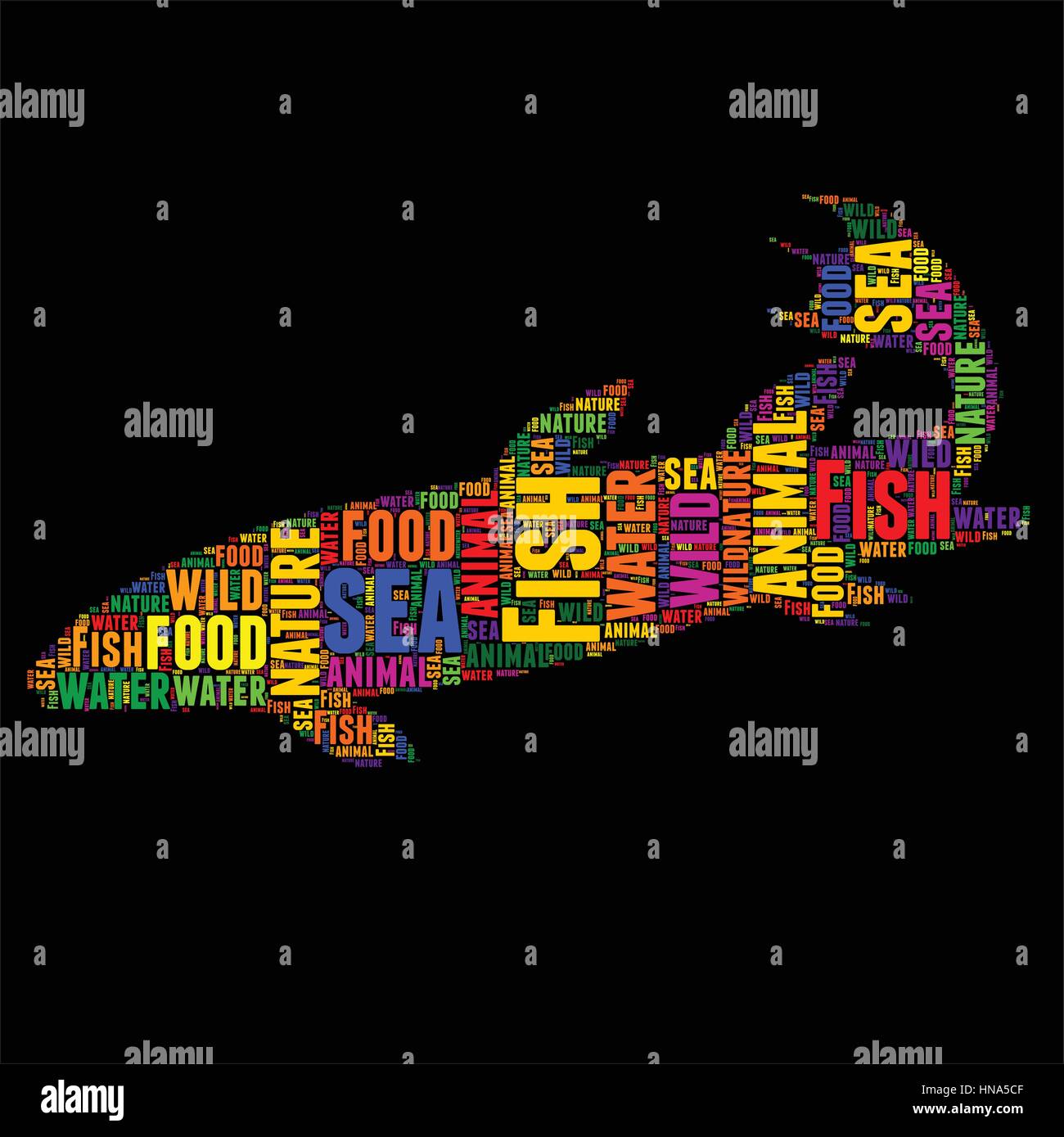 Fish Typography word cloud colorful Vector illustration Stock Vector ...