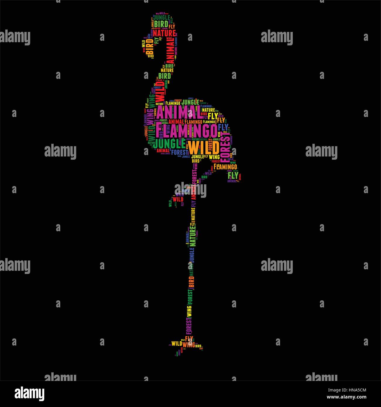 Flamingo Typography word cloud colorful Vector illustration Stock ...