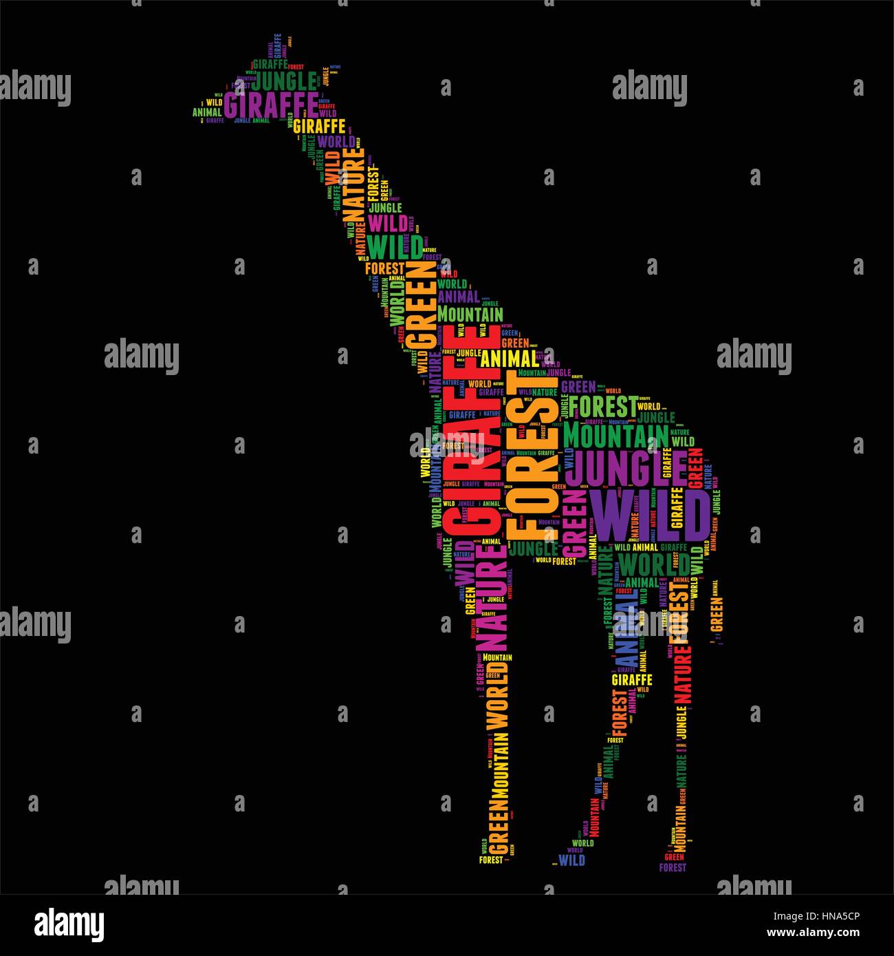 giraffe Typography word cloud colorful Vector illustration Stock Vector ...