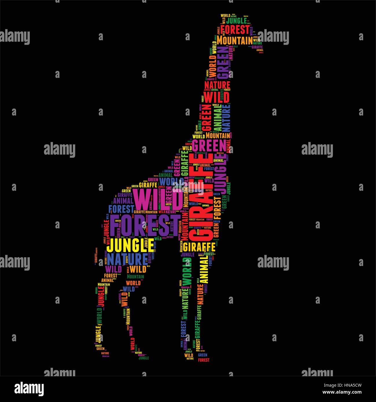 giraffe Typography word cloud colorful Vector illustration Stock Vector ...