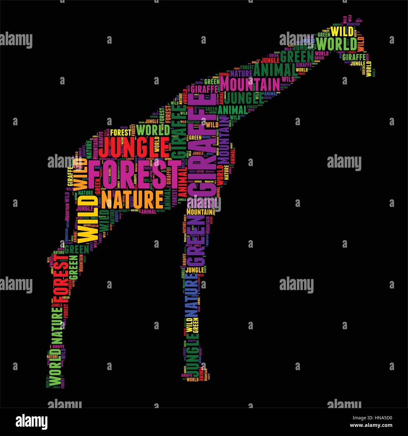 giraffe Typography word cloud colorful Vector illustration Stock Vector ...