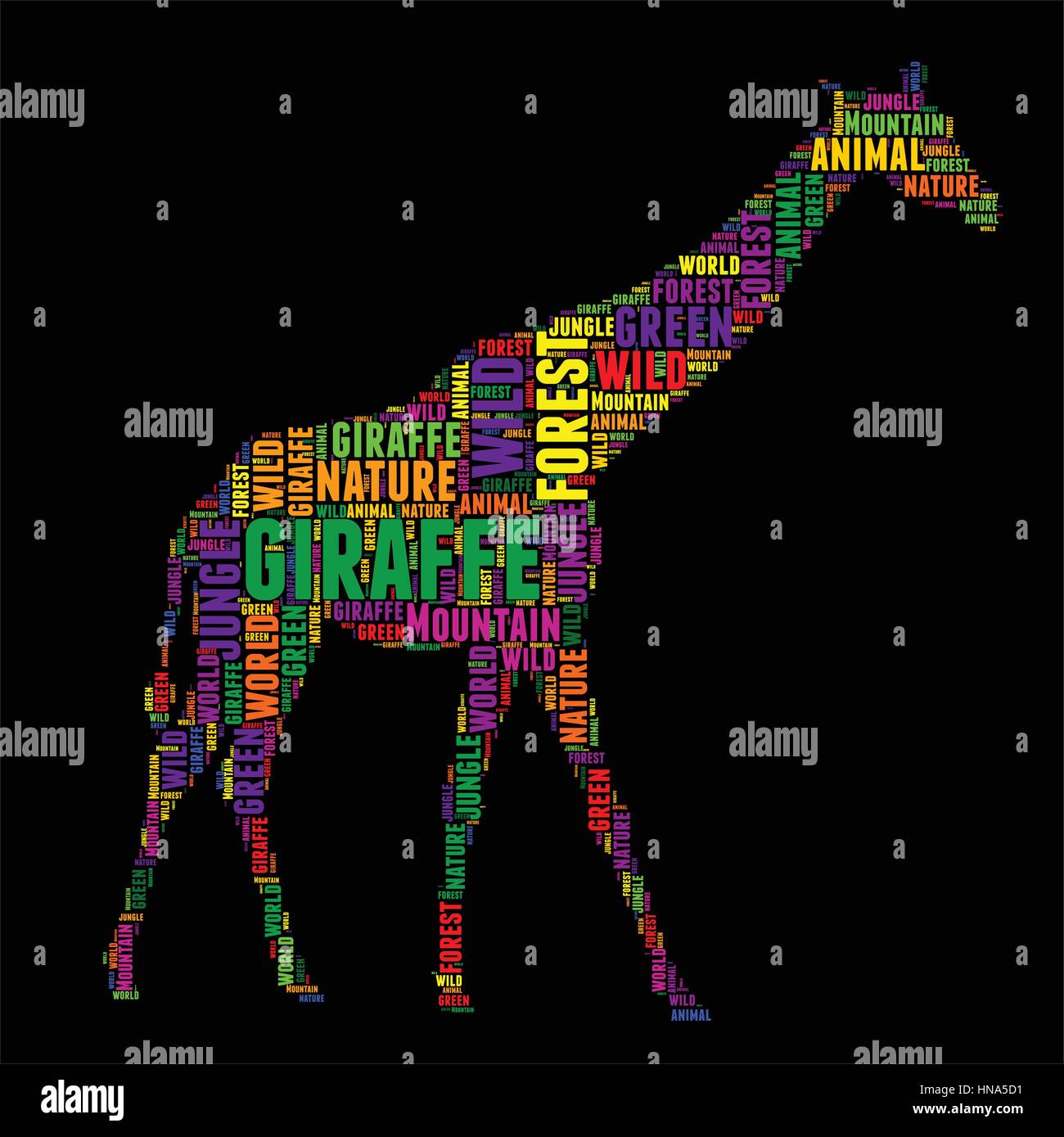 giraffe Typography word cloud colorful Vector illustration Stock Vector ...
