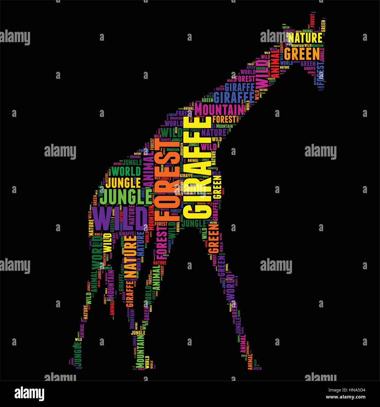 giraffe Typography word cloud colorful Vector illustration Stock Vector ...