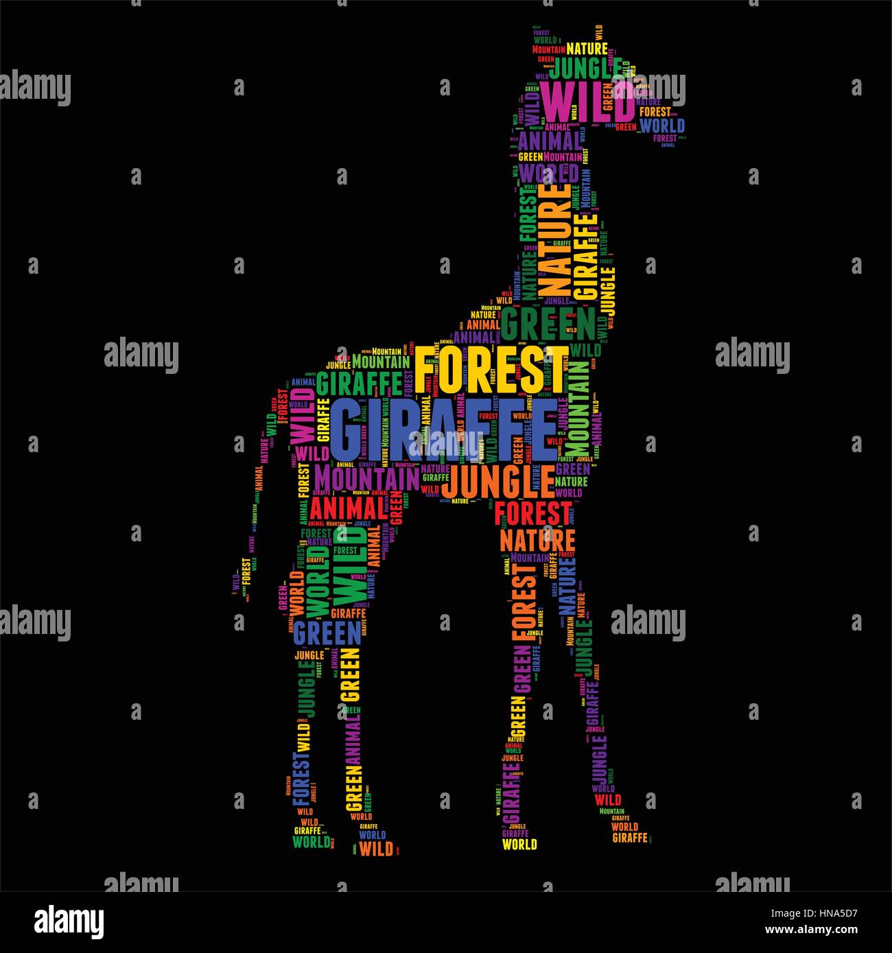 giraffe Typography word cloud colorful Vector illustration Stock Vector ...