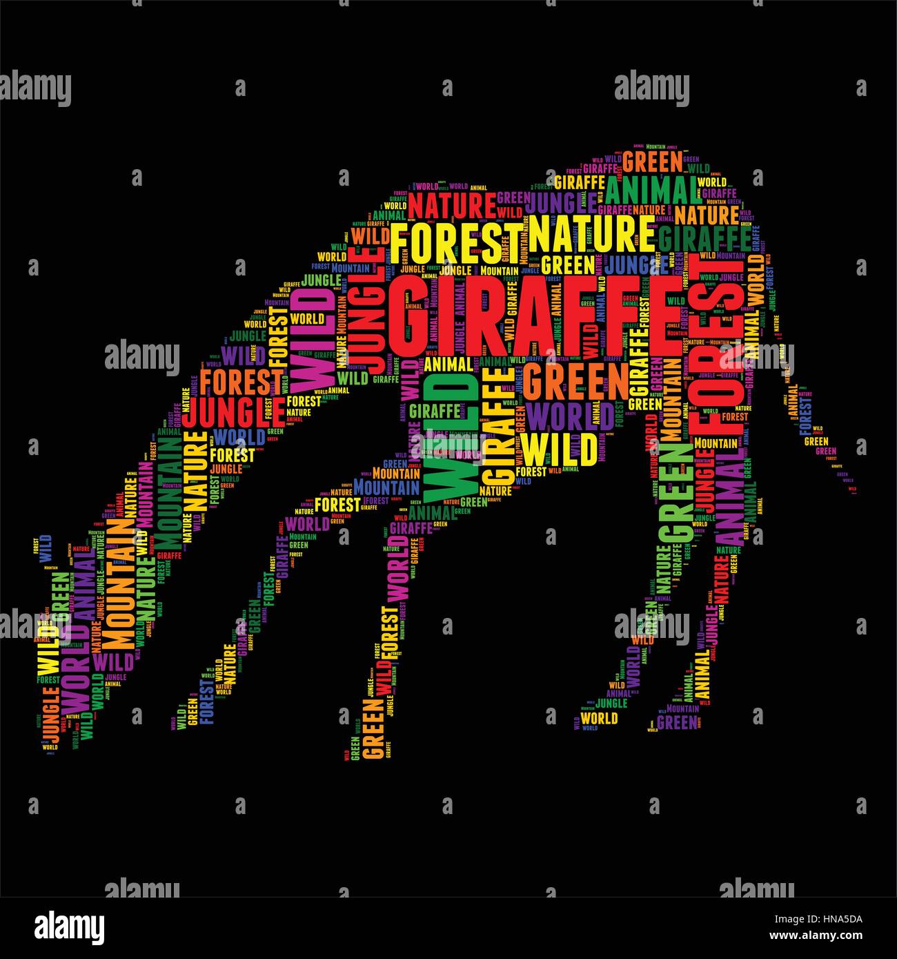giraffe Typography word cloud colorful Vector illustration Stock Vector ...
