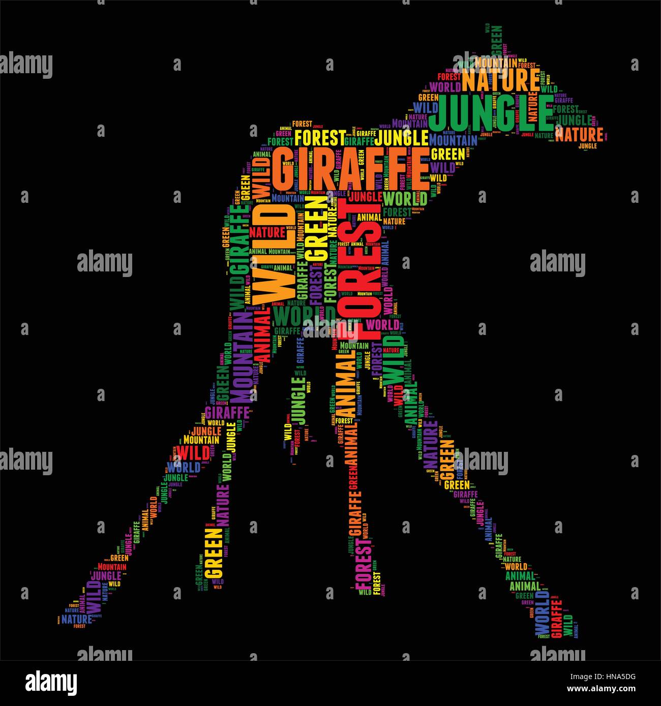 giraffe Typography word cloud colorful Vector illustration Stock Vector ...