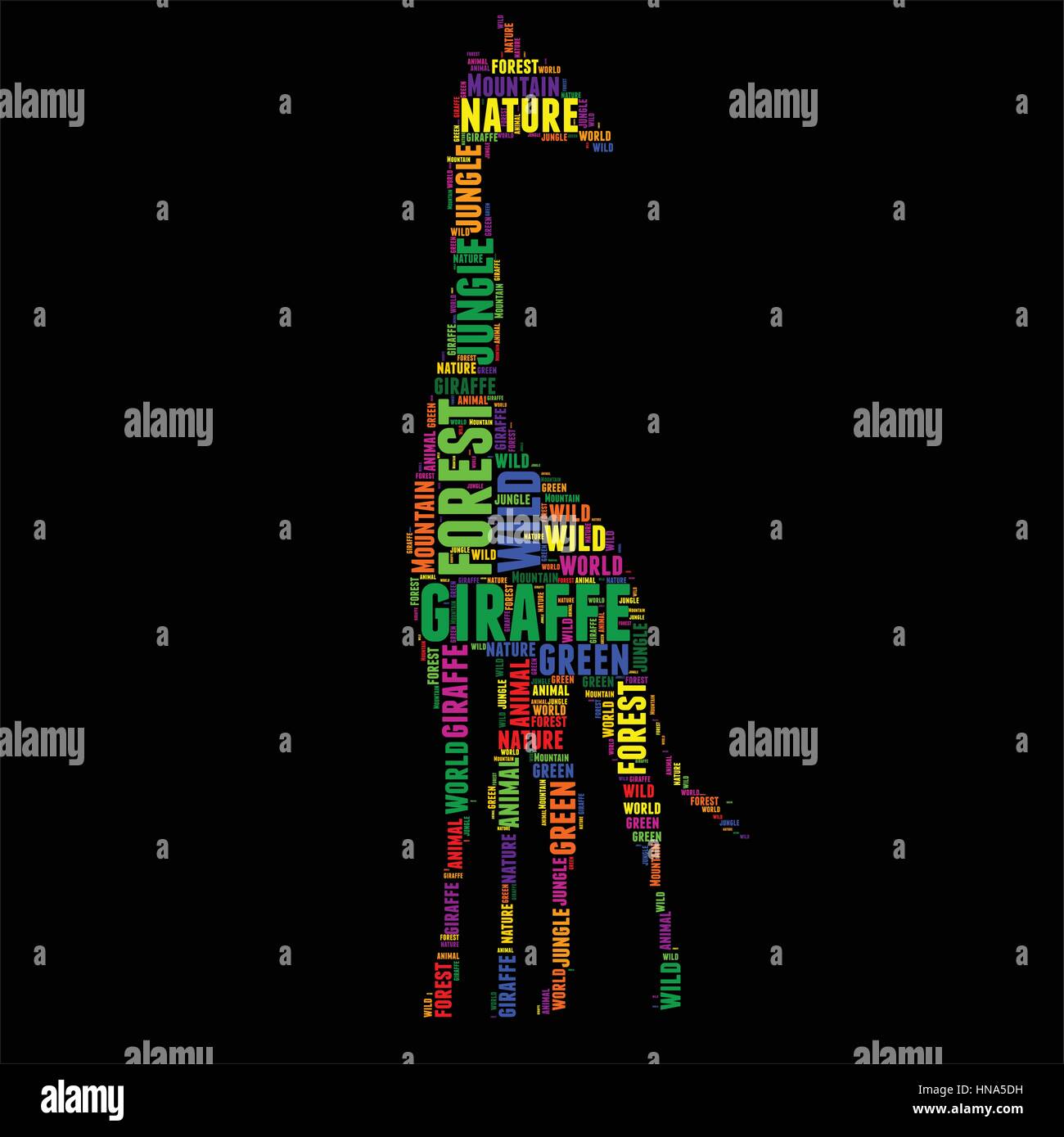 giraffe Typography word cloud colorful Vector illustration Stock Vector ...
