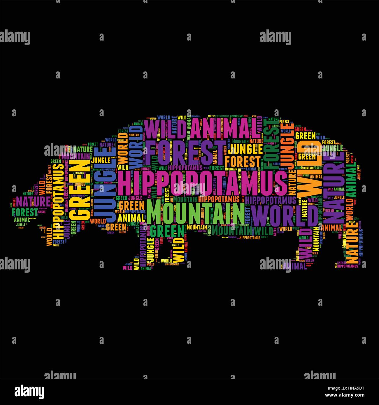 hippopotamus Typography word cloud colorful Vector illustration Stock ...