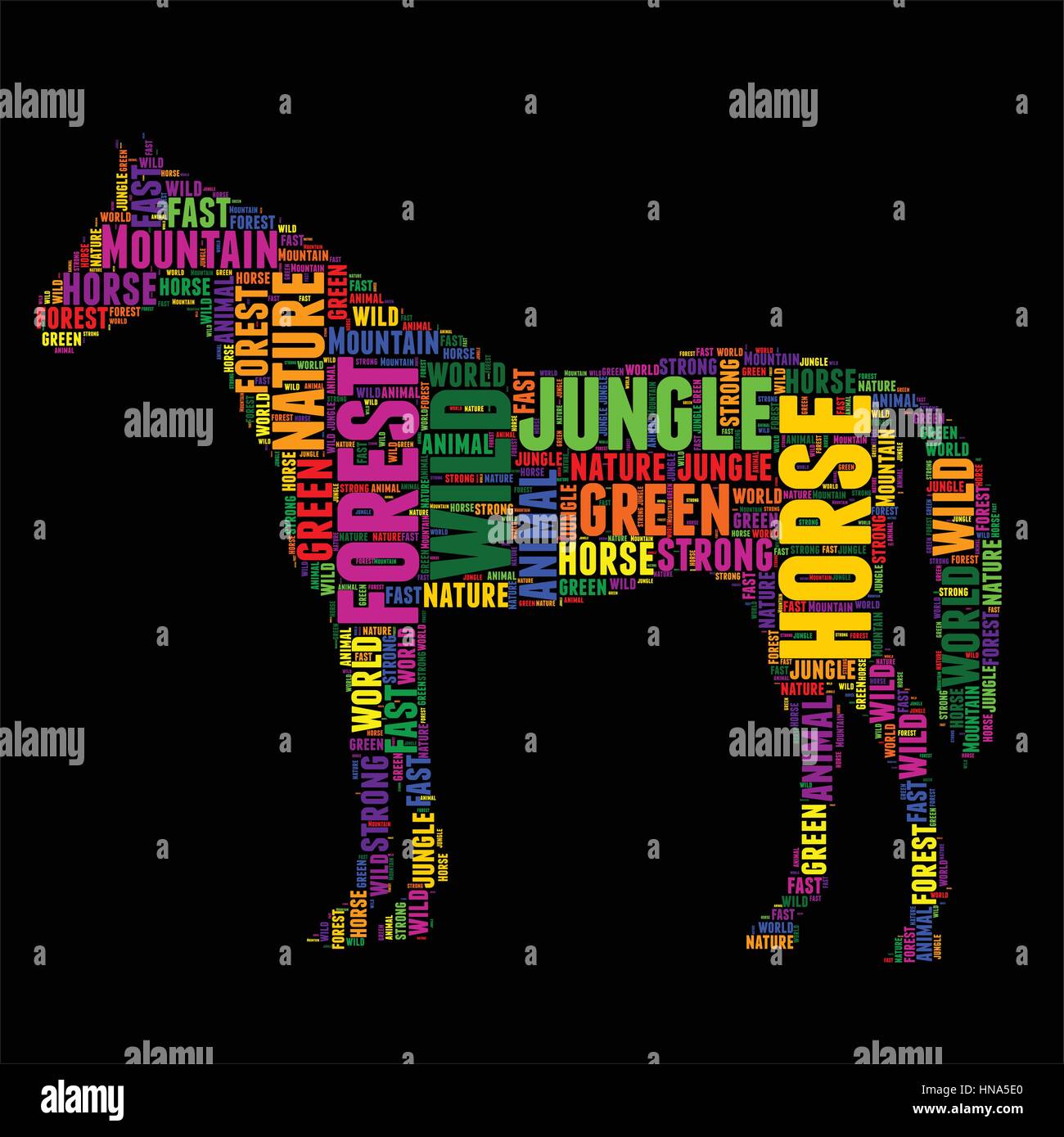 horse Typography word cloud colorful Vector illustration Stock Vector ...