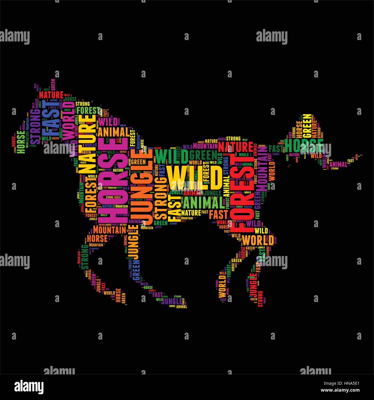 horse Typography word cloud colorful Vector illustration Stock Vector ...