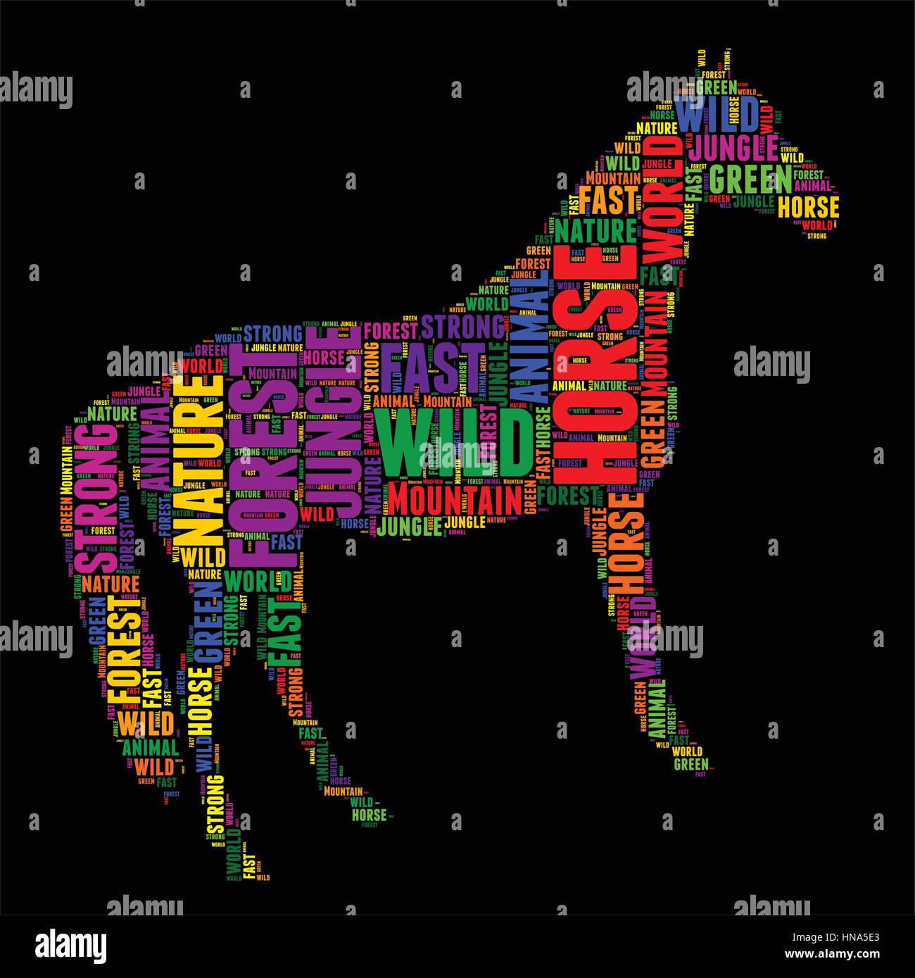 horse Typography word cloud colorful Vector illustration Stock Vector ...