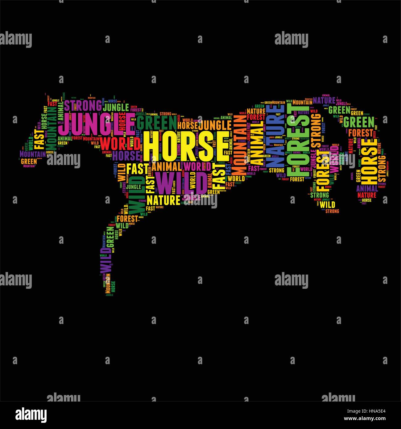 horse Typography word cloud colorful Vector illustration Stock Vector ...