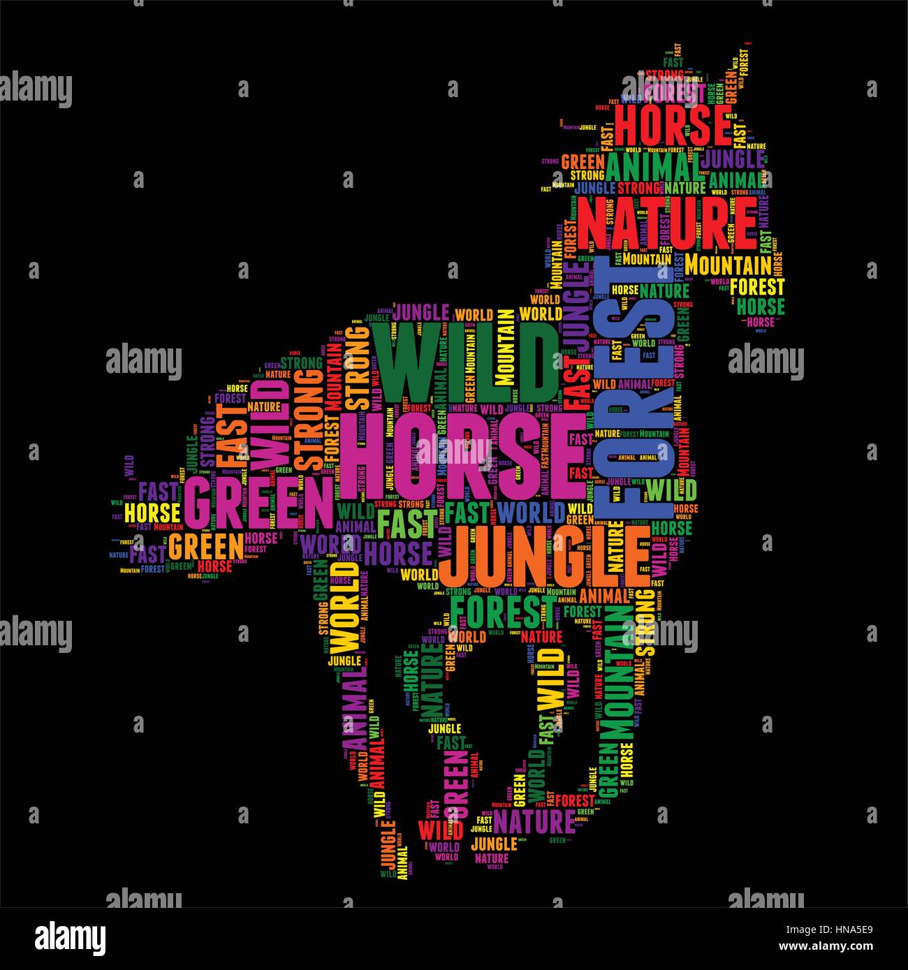 horse Typography word cloud colorful Vector illustration Stock Vector ...