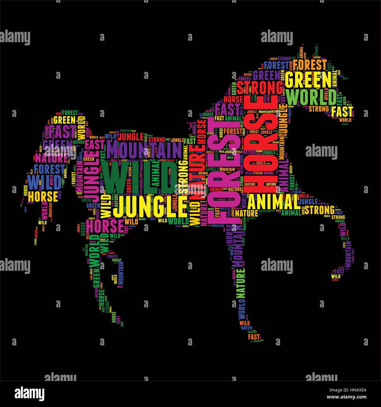 horse Typography word cloud colorful Vector illustration Stock Vector ...