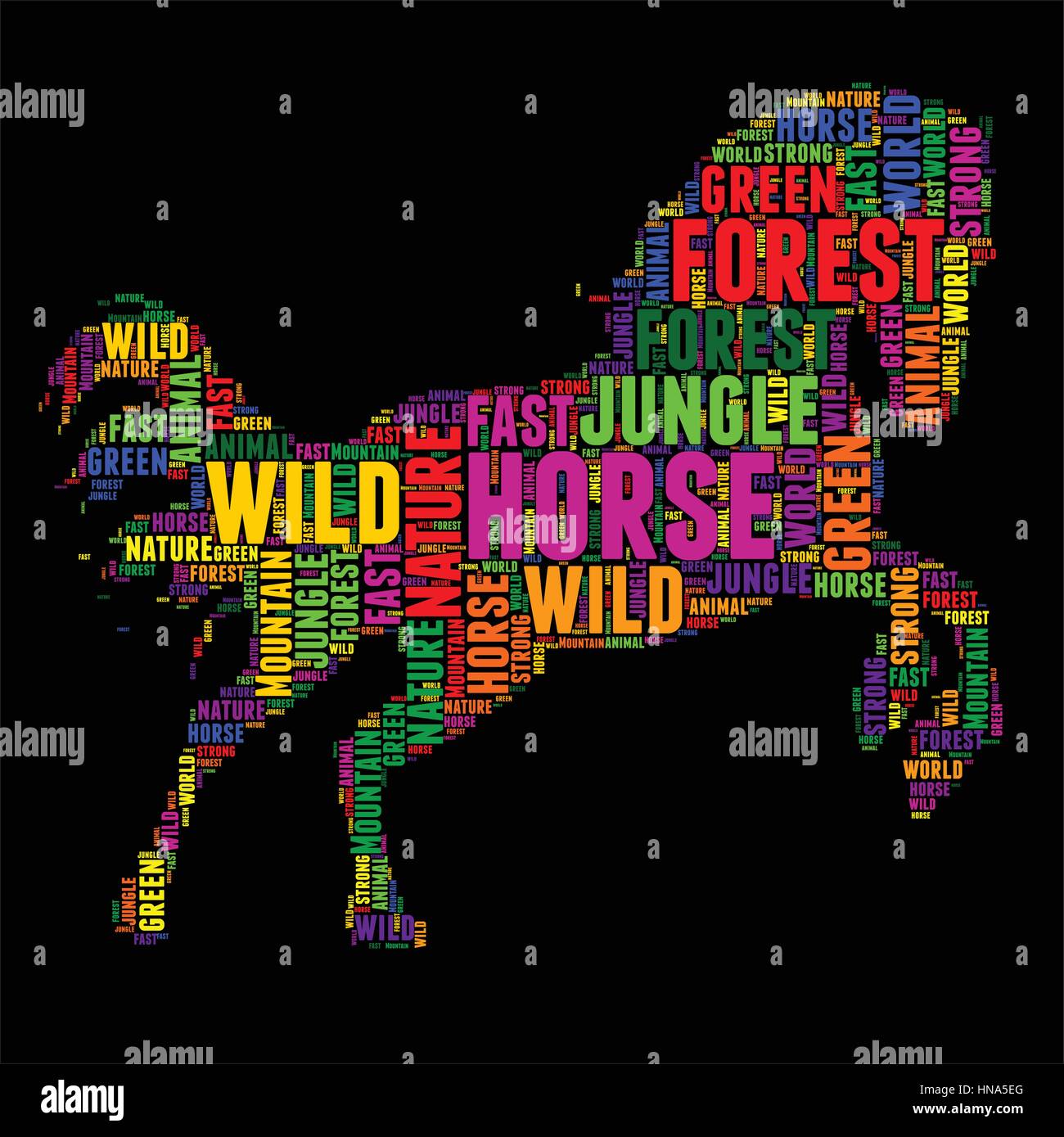horse Typography word cloud colorful Vector illustration Stock Vector ...