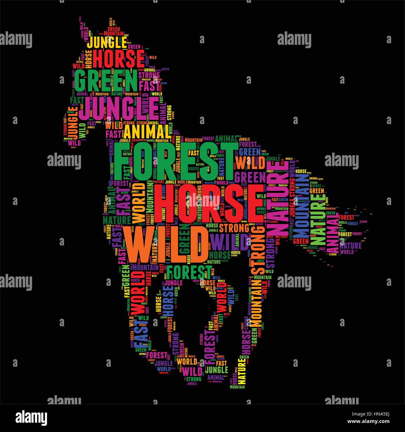 horse Typography word cloud colorful Vector illustration Stock Vector ...
