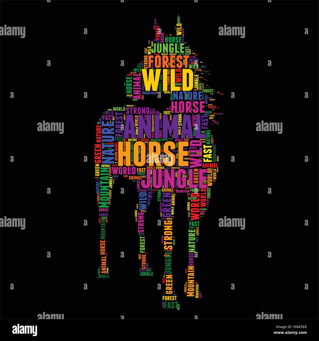 horse Typography word cloud colorful Vector illustration Stock Vector ...