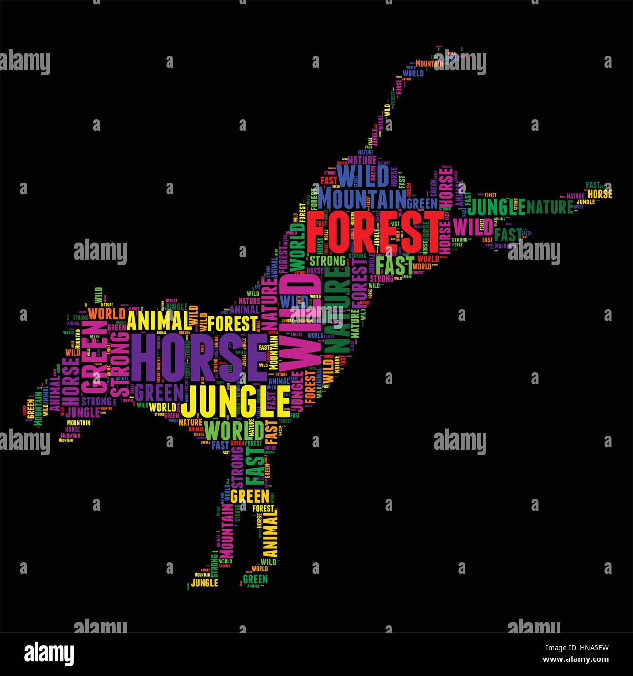 horse Typography word cloud colorful Vector illustration Stock Vector ...