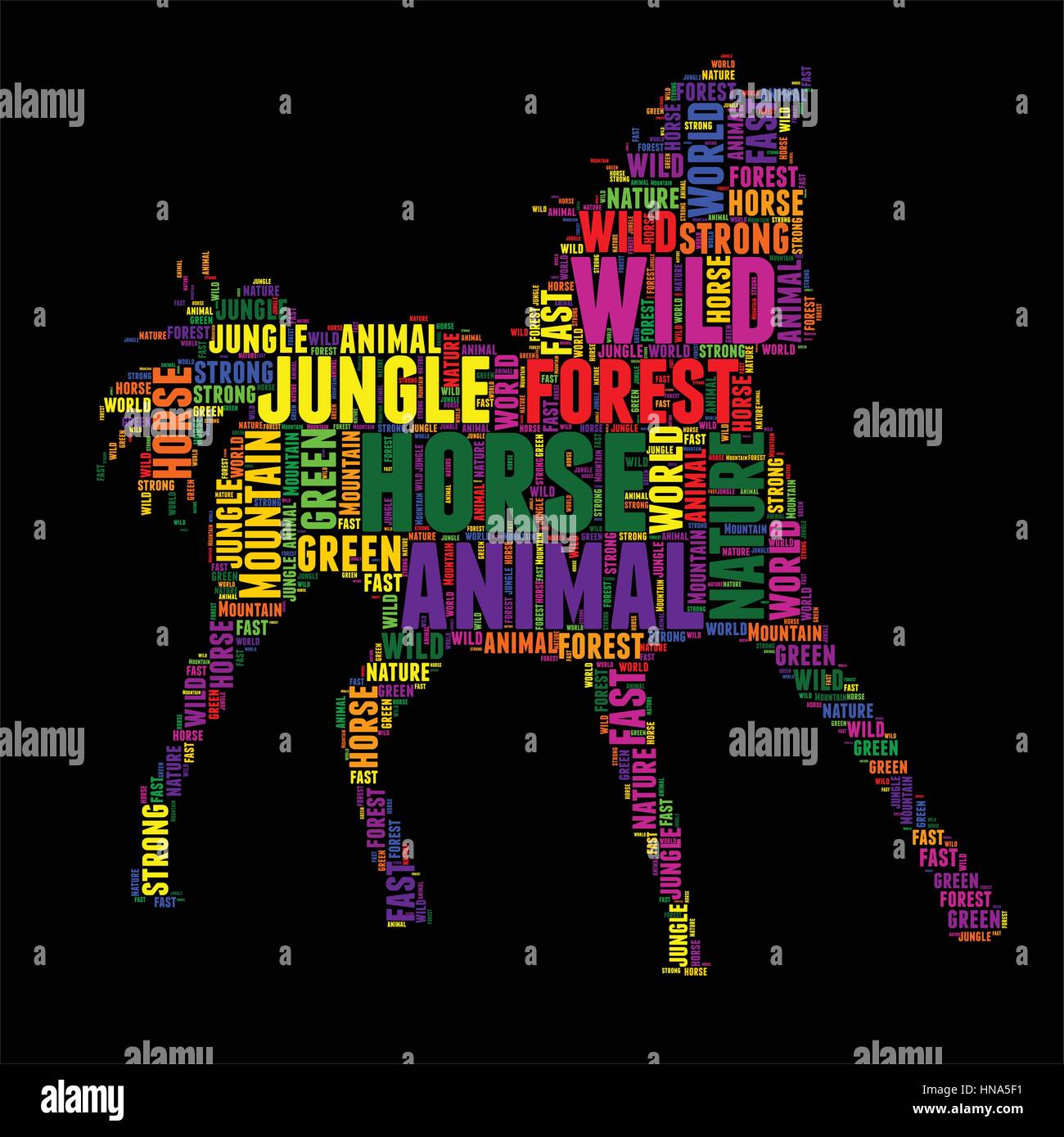 horse Typography word cloud colorful Vector illustration Stock Vector ...