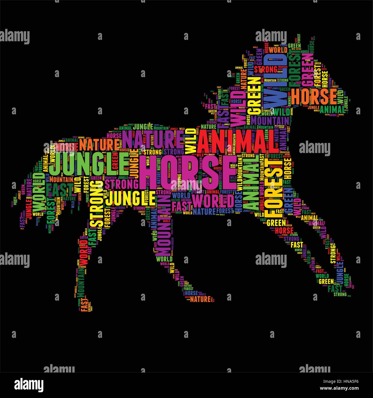 horse Typography word cloud colorful Vector illustration Stock Vector ...