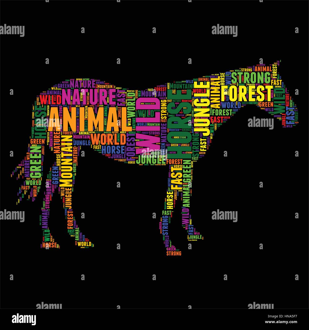 horse Typography word cloud colorful Vector illustration Stock Vector ...