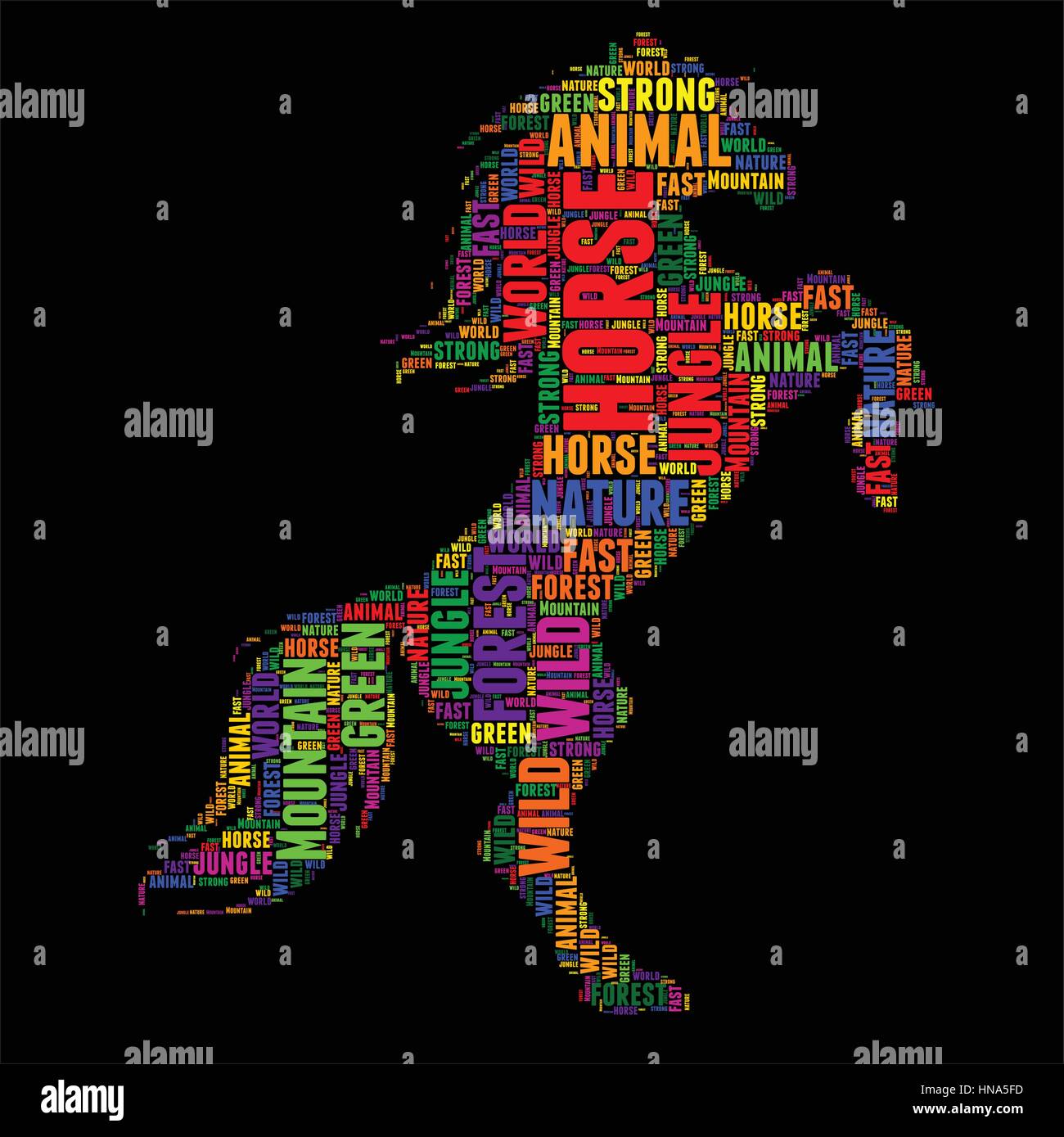 horse Typography word cloud colorful Vector illustration Stock Vector ...