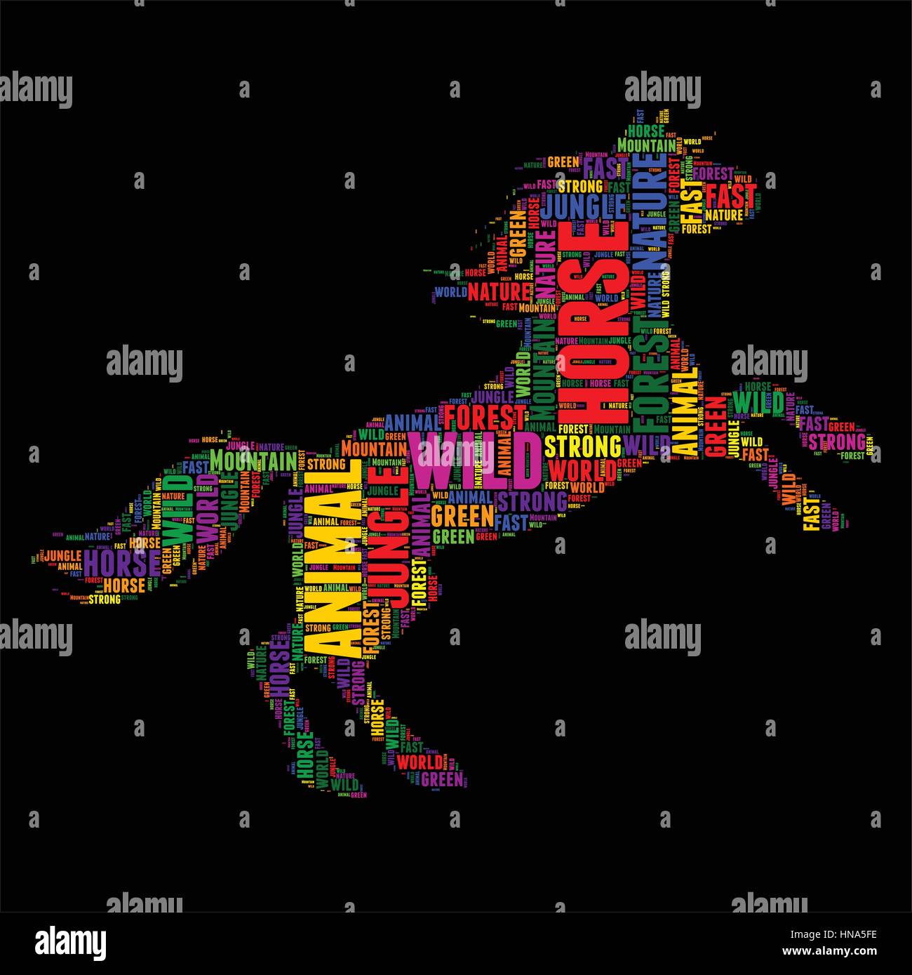 horse Typography word cloud colorful Vector illustration Stock Vector ...