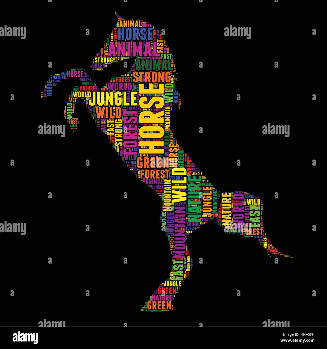 horse Typography word cloud colorful Vector illustration Stock Vector ...