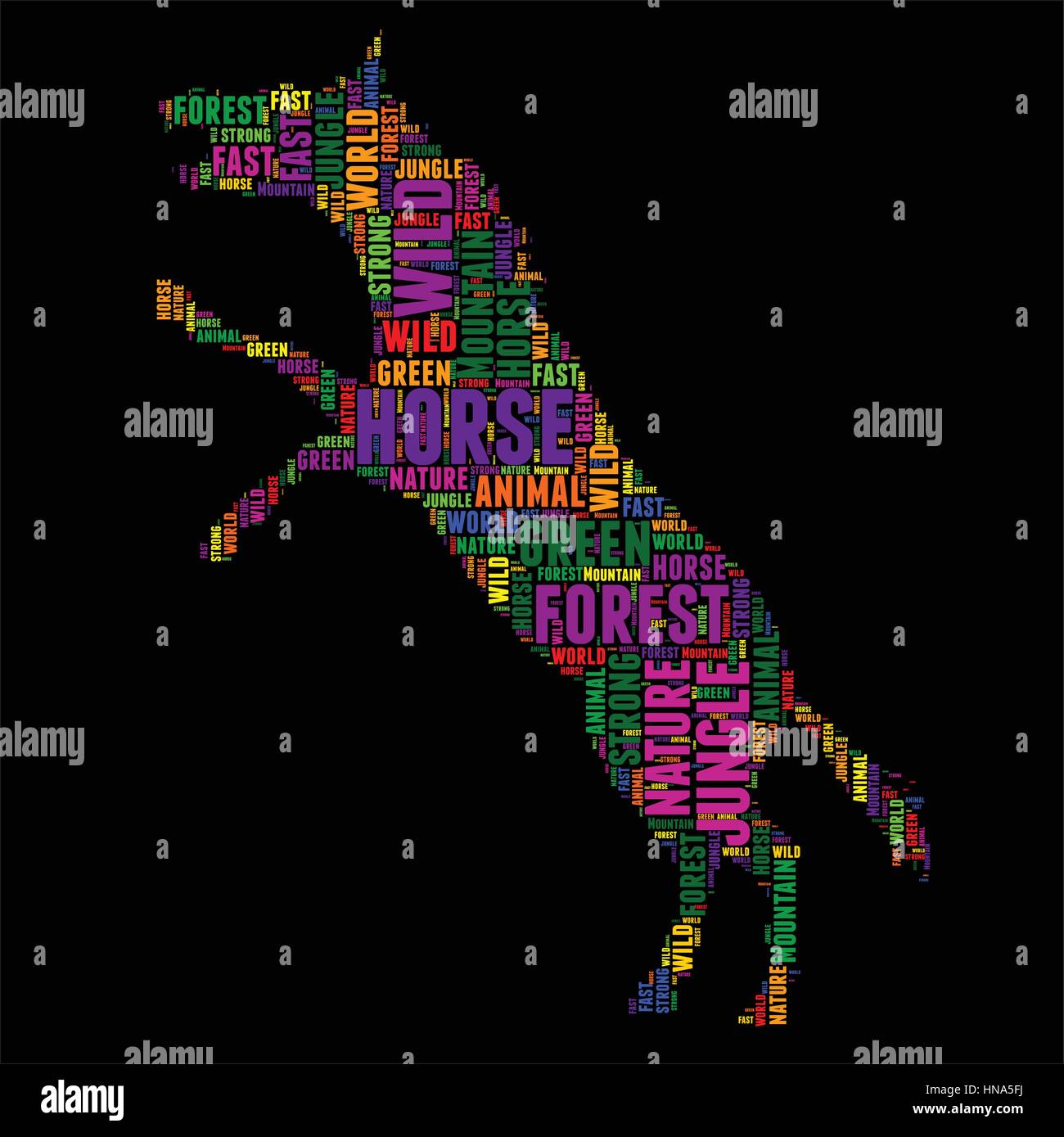 horse Typography word cloud colorful Vector illustration Stock Vector ...