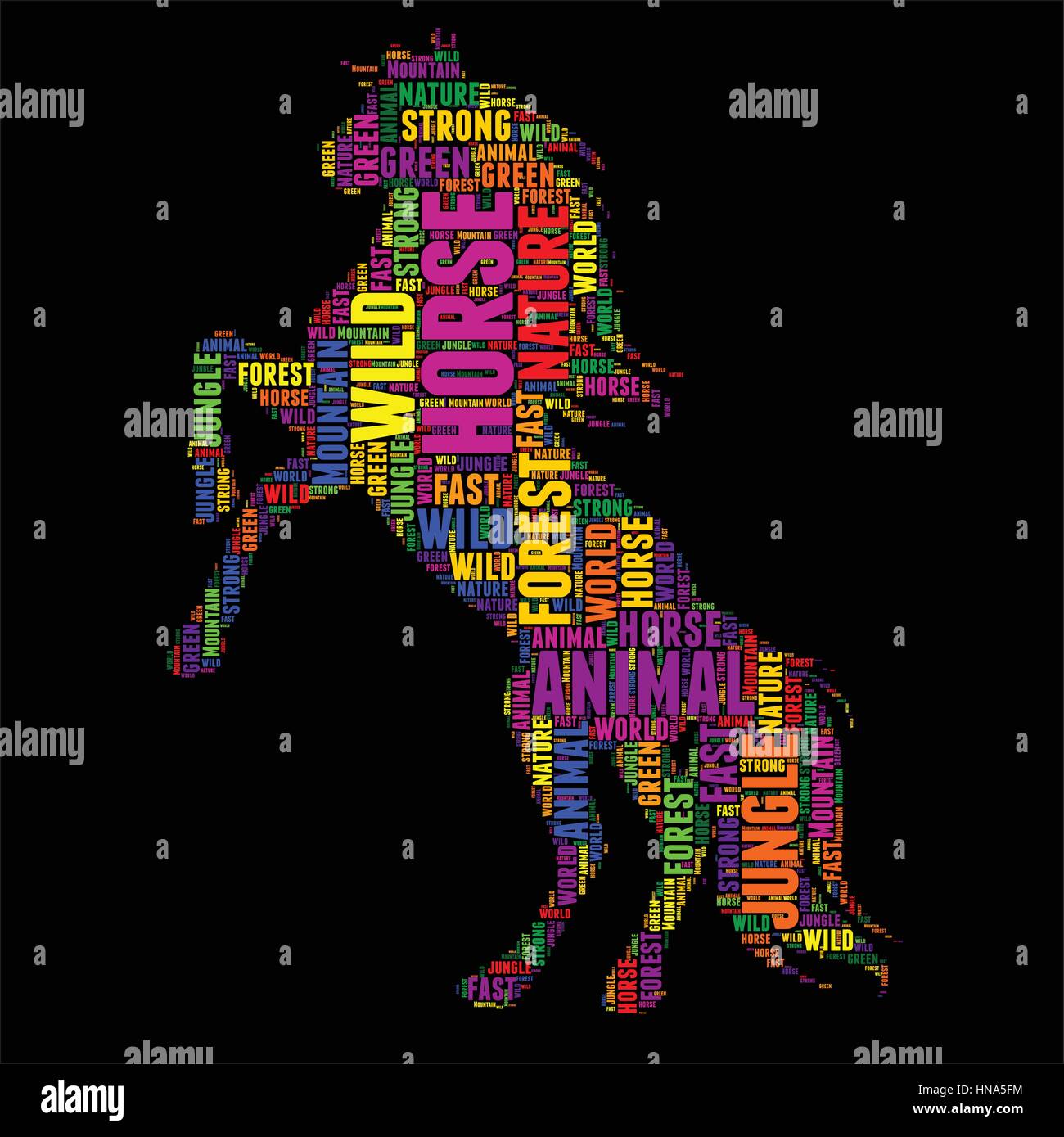 horse Typography word cloud colorful Vector illustration Stock Vector ...