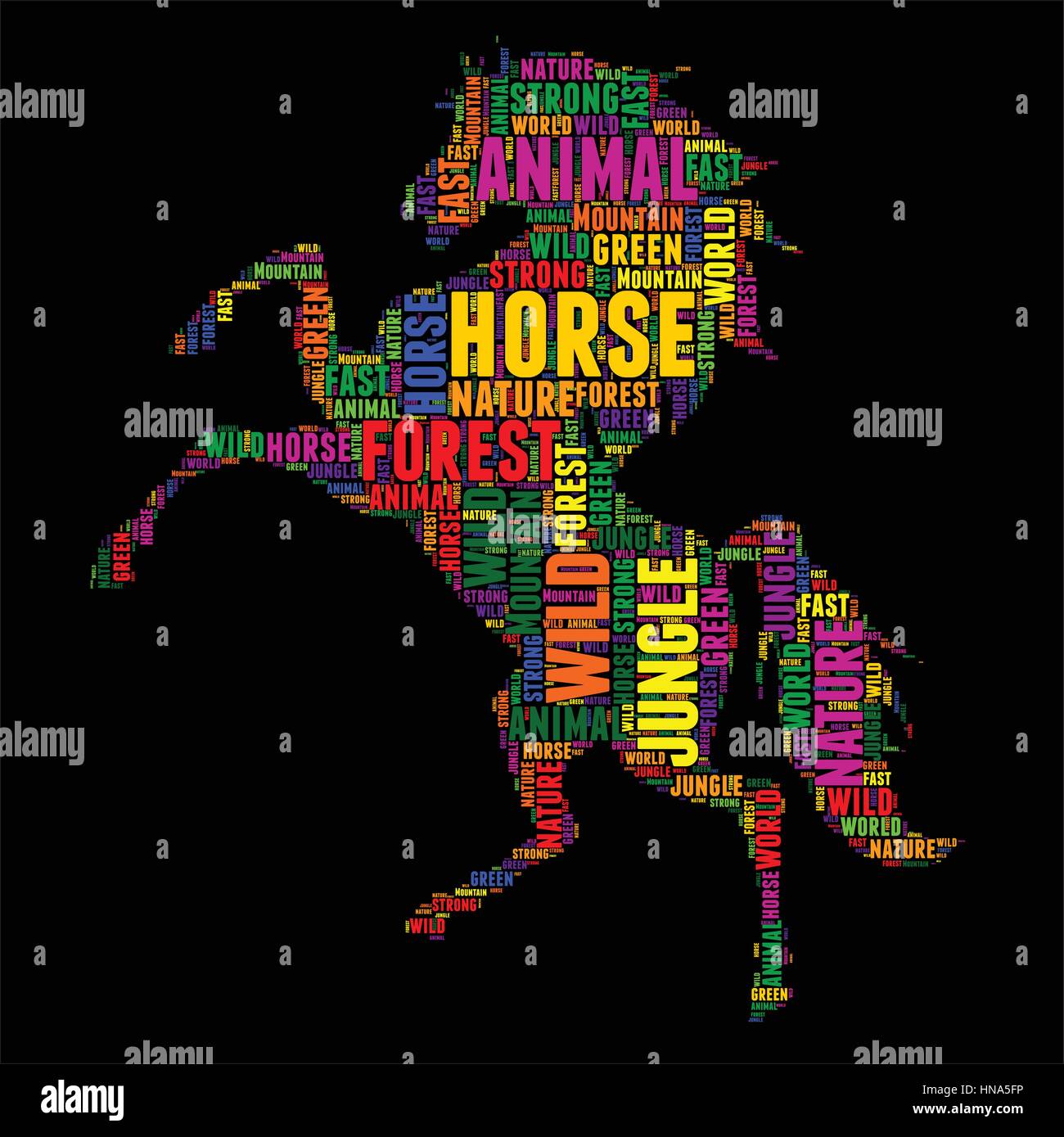horse Typography word cloud colorful Vector illustration Stock Vector ...