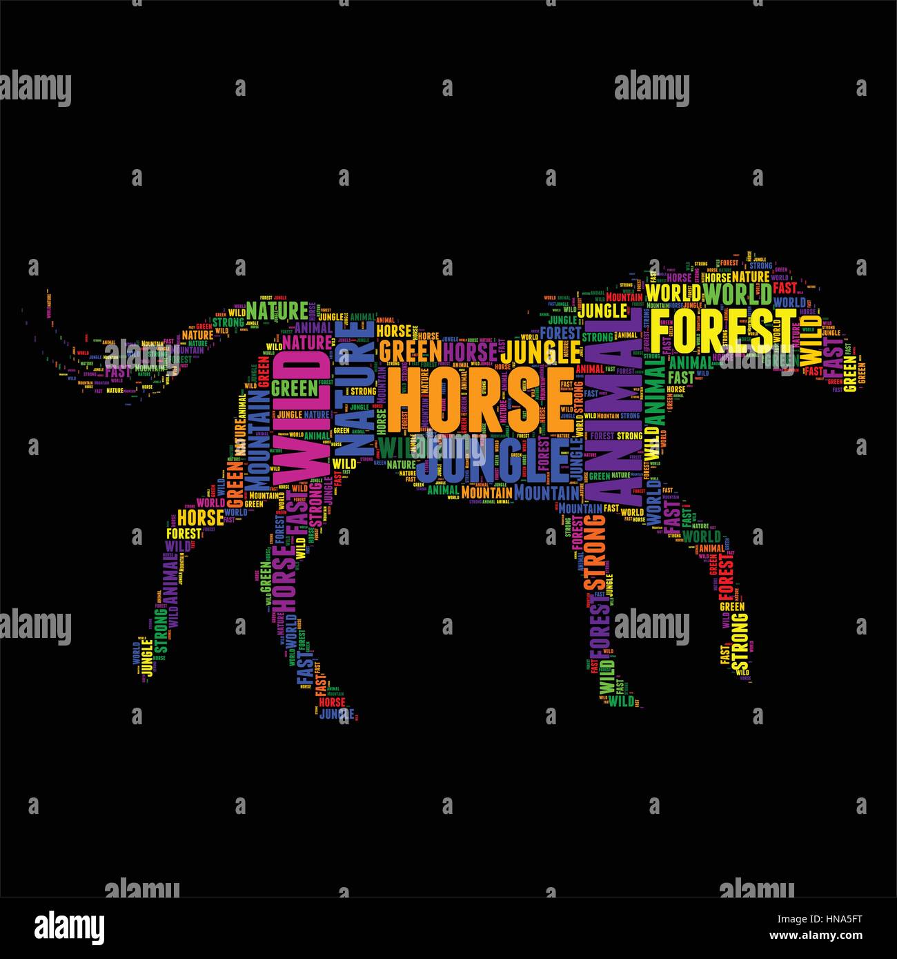 horse Typography word cloud colorful Vector illustration Stock Vector ...