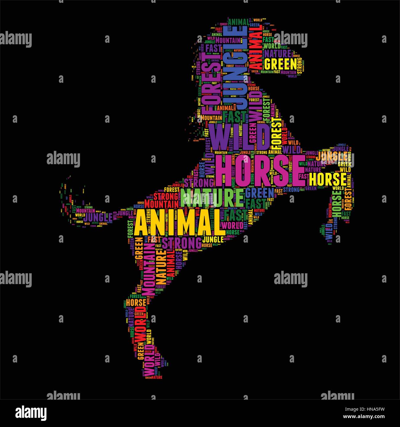 horse Typography word cloud colorful Vector illustration Stock Vector ...