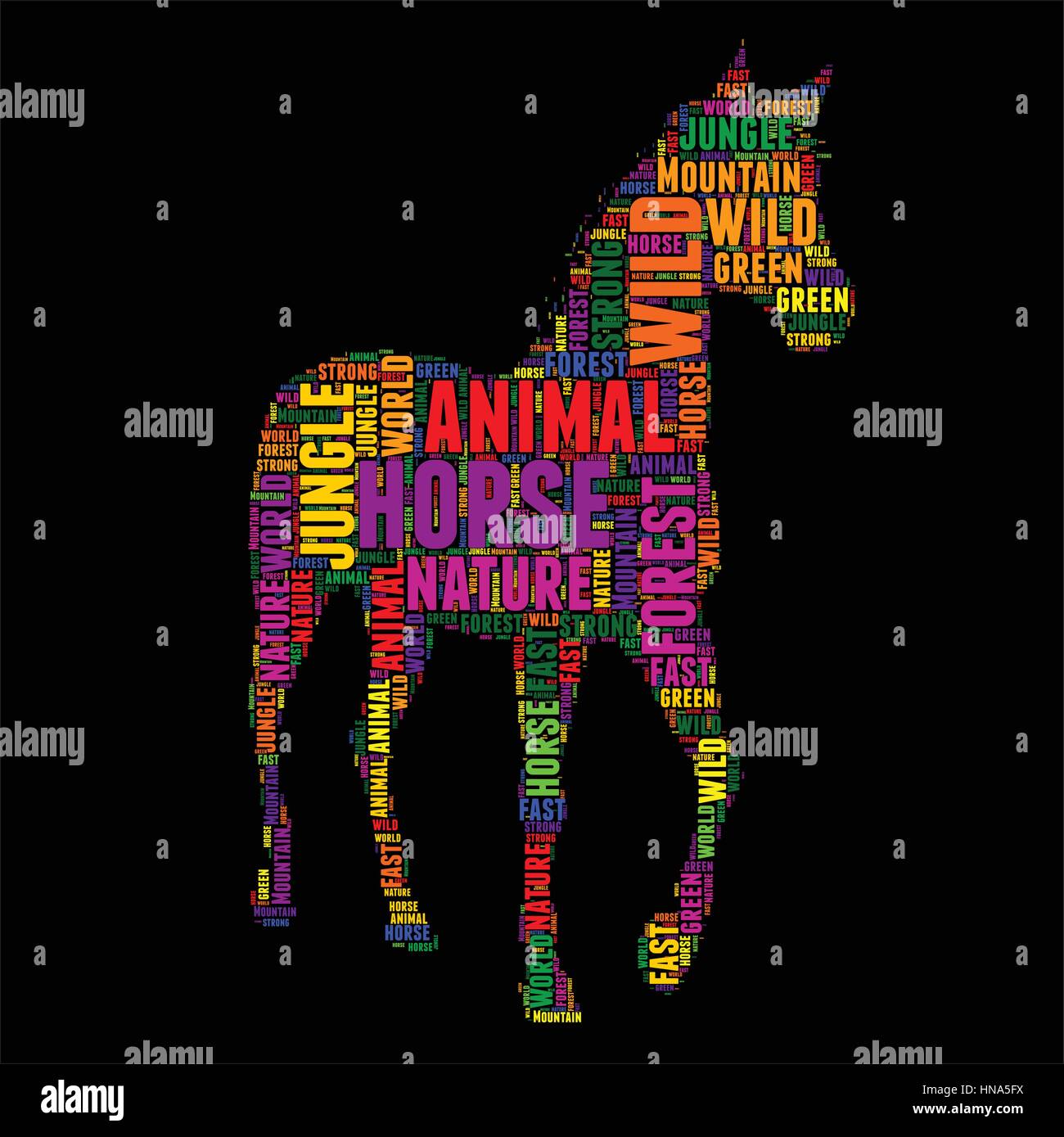 horse Typography word cloud colorful Vector illustration Stock Vector ...