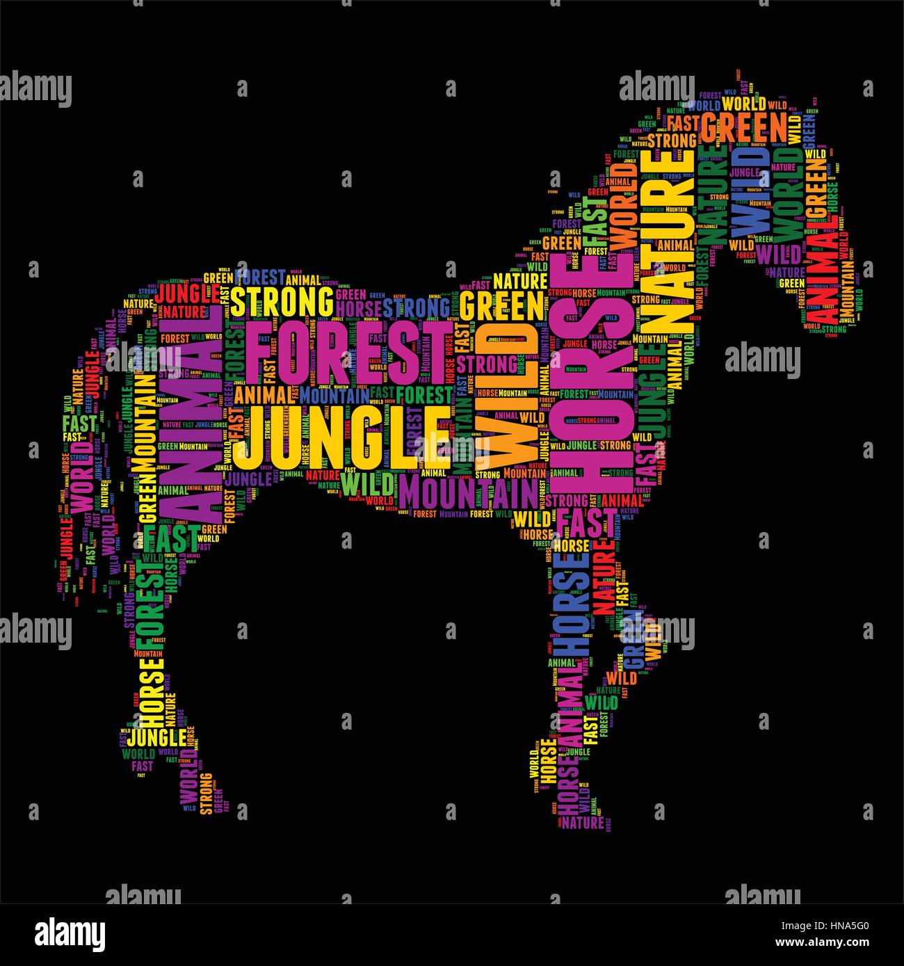 horse Typography word cloud colorful Vector illustration Stock Vector ...