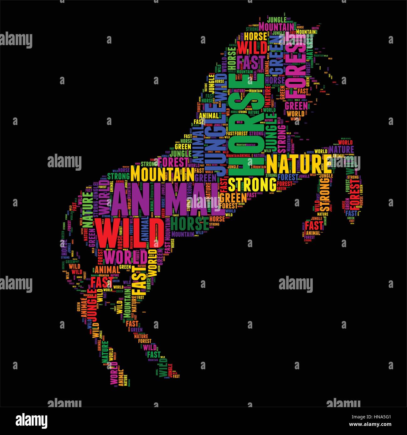 horse Typography word cloud colorful Vector illustration Stock Vector ...